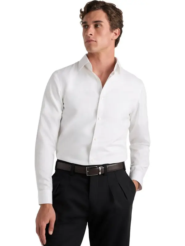Quince Supima Cotton Herringbone Dress Shirt - White