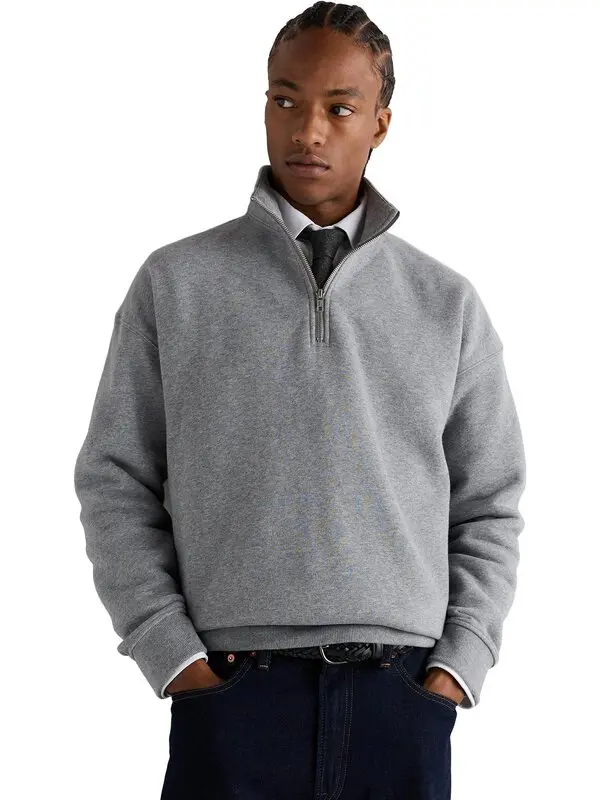 Quince Everyday Fleece Quarter-zip Sweatshirt - Medium Heather Grey