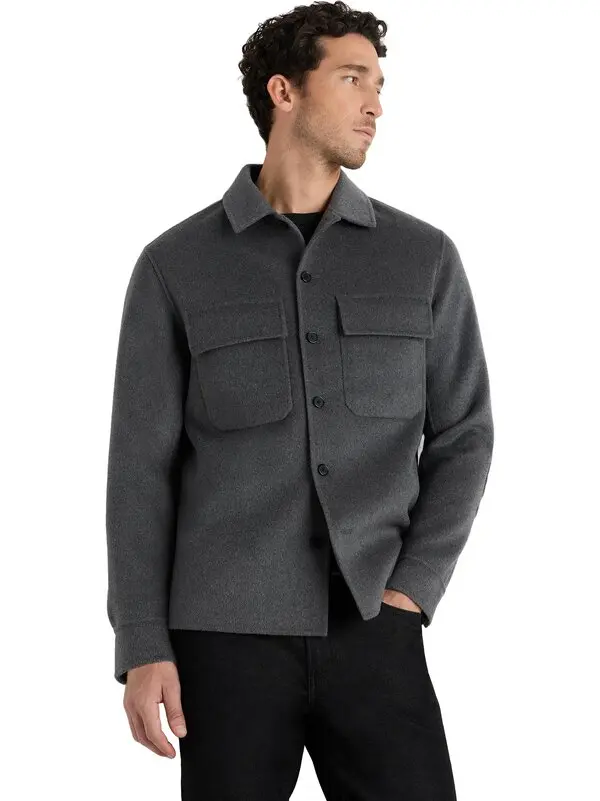 Quince 100% Mongolian Cashmere Double-faced Shirt Jacket - Heather Graphite