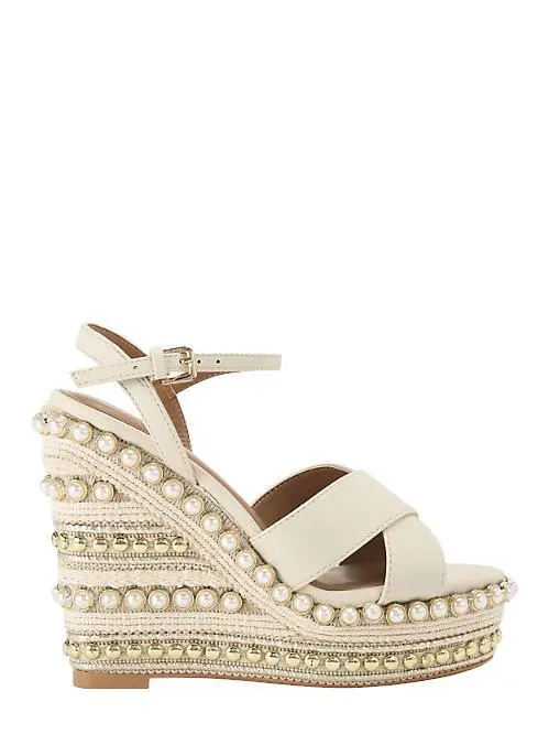 Kurt Geiger Songbird Woven Wedge Sandals - White/comb