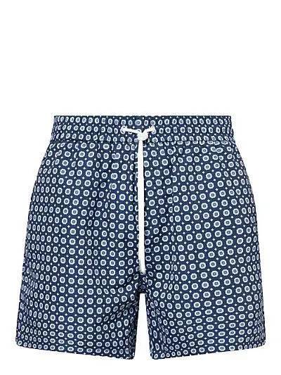 ARNE Mosaic Drawstring Swim Shorts - Navy