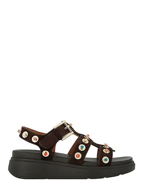 Carvela Amalfi Flatform Sandals - Dark Brown