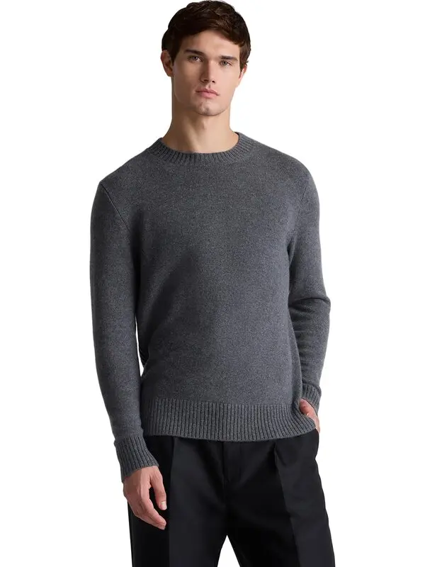 Quince Luxe Baby Cashmere Crewneck Sweater - Heather Pewter