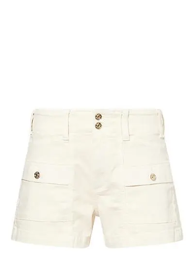 Paige Olivia High-rise Cargo Denim Shorts - Quartz Sand