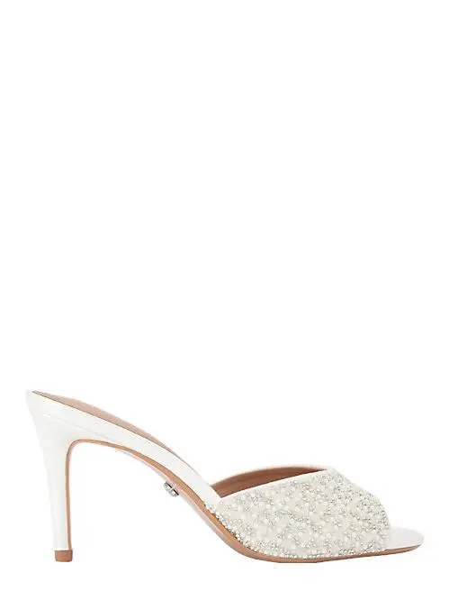 Carvela Silvia Embellished Woven Mules - White