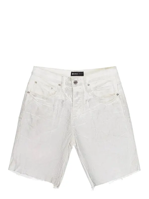PURPLE BRAND Iridescent Pearl Denim Shorts - White