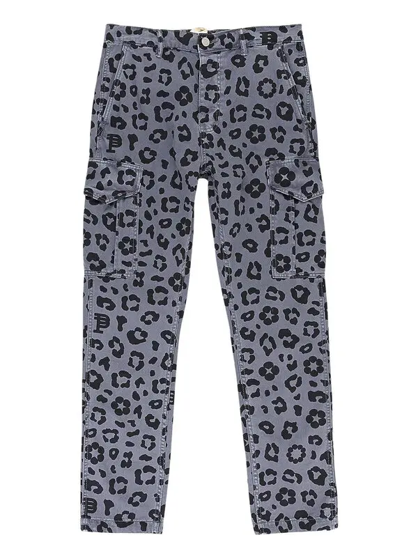 PURPLE BRAND Monogram Leopard Print Cargo Pants - Black