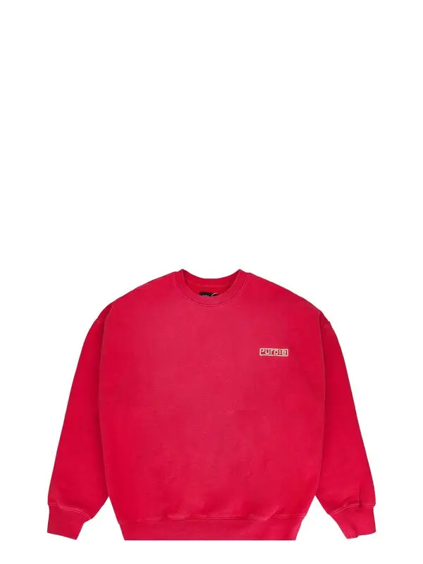 PURPLE BRAND Hwt Fleece Plate Crewneck Sweatshirt - Red