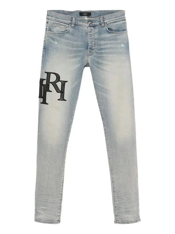 Amiri Staggered Logo Skinny Jean - Black