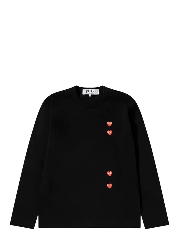 Play Comme Des Garcon Multi Heart Long-sleeve - Black