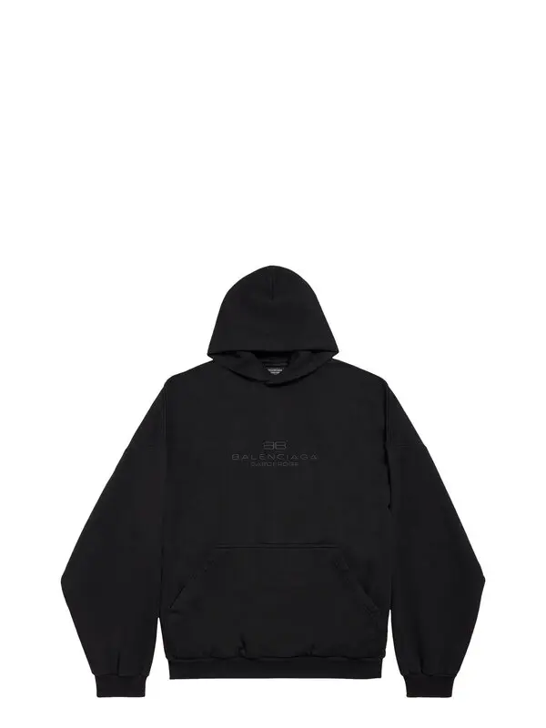 Balenciaga Logo Embroidered Hoodie - Black
