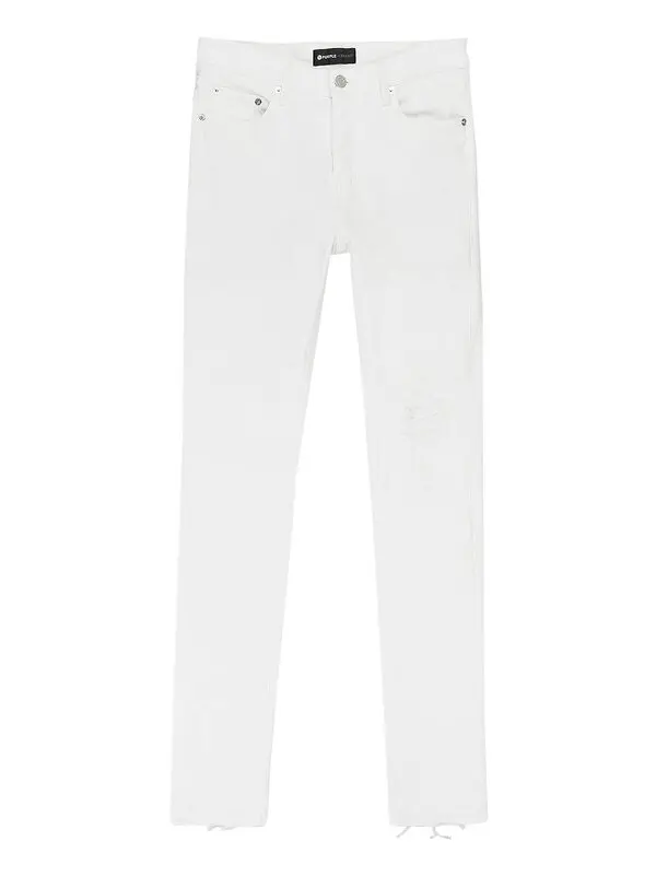 PURPLE BRAND Optic Knee Blowout Skinny Jeans - White
