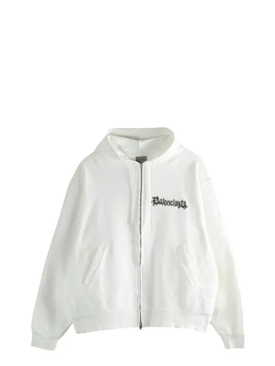 Balenciaga Oversized Zip-up Hoodie - White