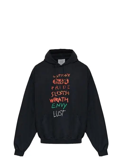 Vetements 7 Sins Hoodie - Washed/out Black