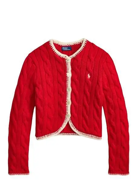 Polo Ralph Lauren Long Sleeve Crew Neck Cardigan - Cruise Red