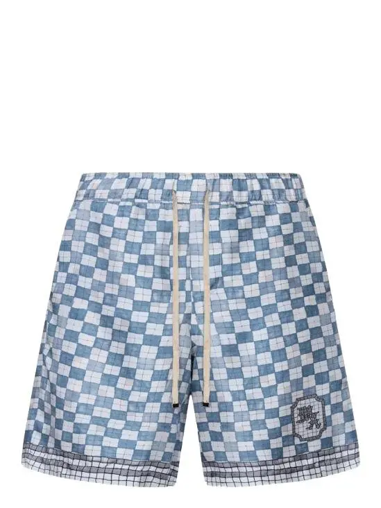 Amiri Checkered Shorts - Steel