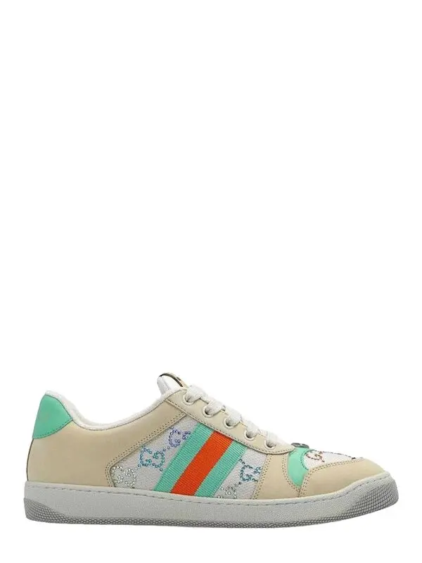Gucci Screener Gg Crystals Sneakers - Beige/green/orange