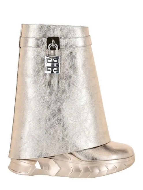 Givenchy Shark Lock Biker Ankle Boots - Golden