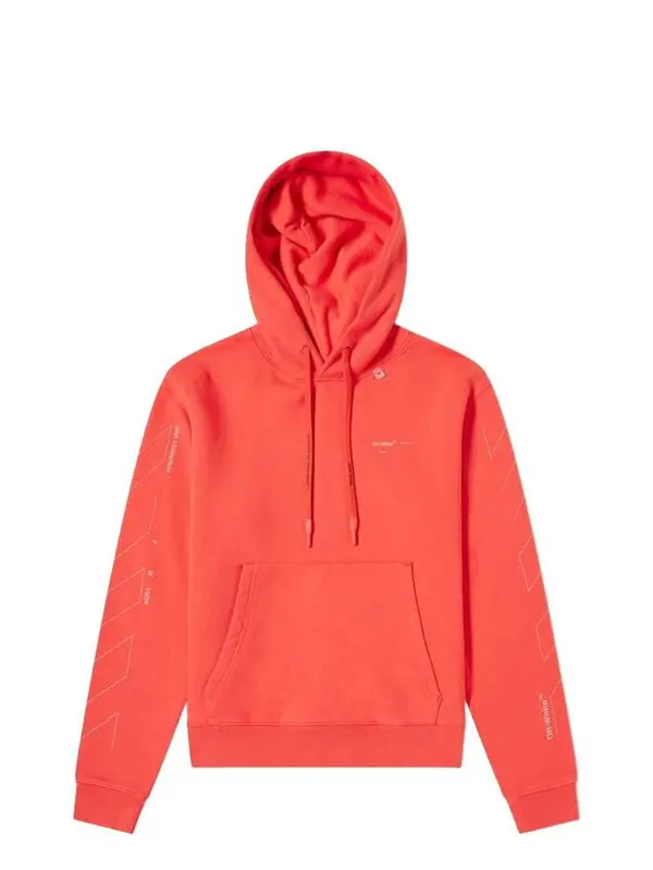 Off-White Diag Unfinished Hoodie - Red/silver
