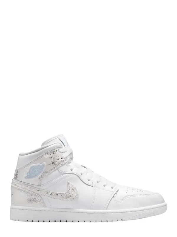 JORDAN 1 Mid Se Distressed Sneakers - White