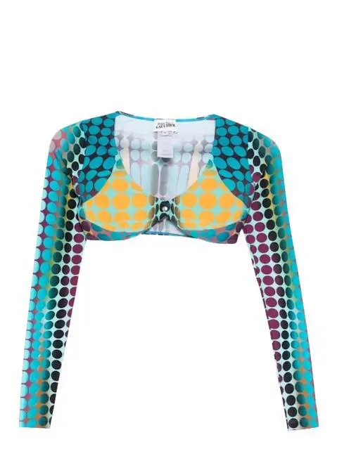 JEAN PAUL GAULTIER U Neck Cropped Long Sleeves Top - Blue Purple Yellow