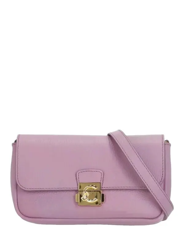 COCCINELLE C-me Lock Grained Leather Shoulder Bag - Purple