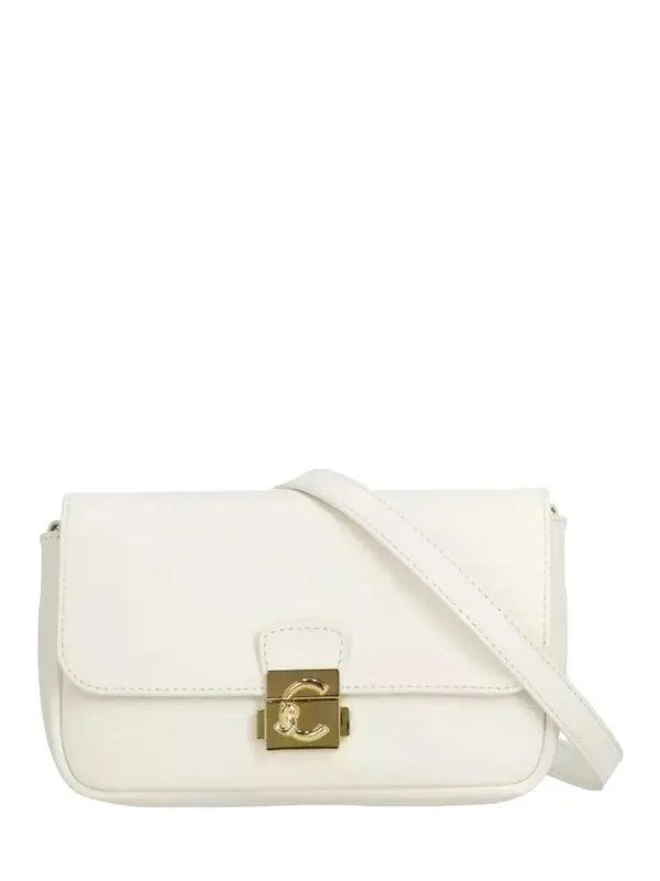 COCCINELLE Leather Shoulder Bag With Logo Plaque - White