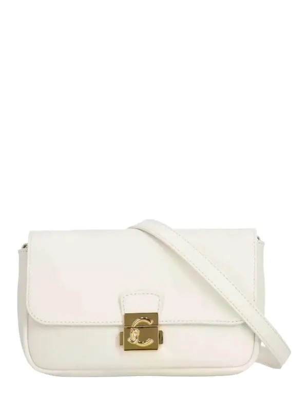 COCCINELLE Leather Shoulder Bag With Logo Plaque - White
