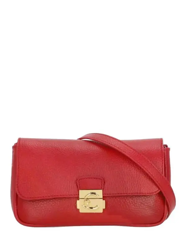 COCCINELLE C-me Lock Pebbled Leather Shoulder Bag - Red