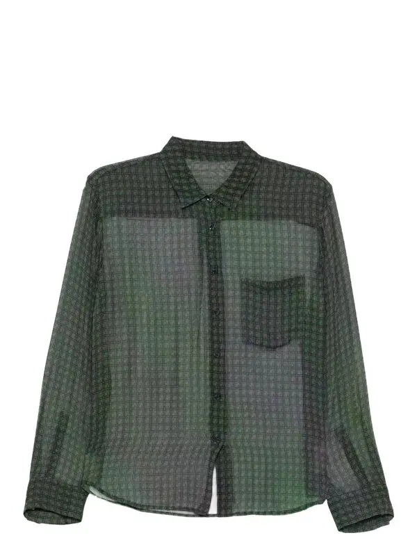 JNBY Plaid Silk Blouse - Green