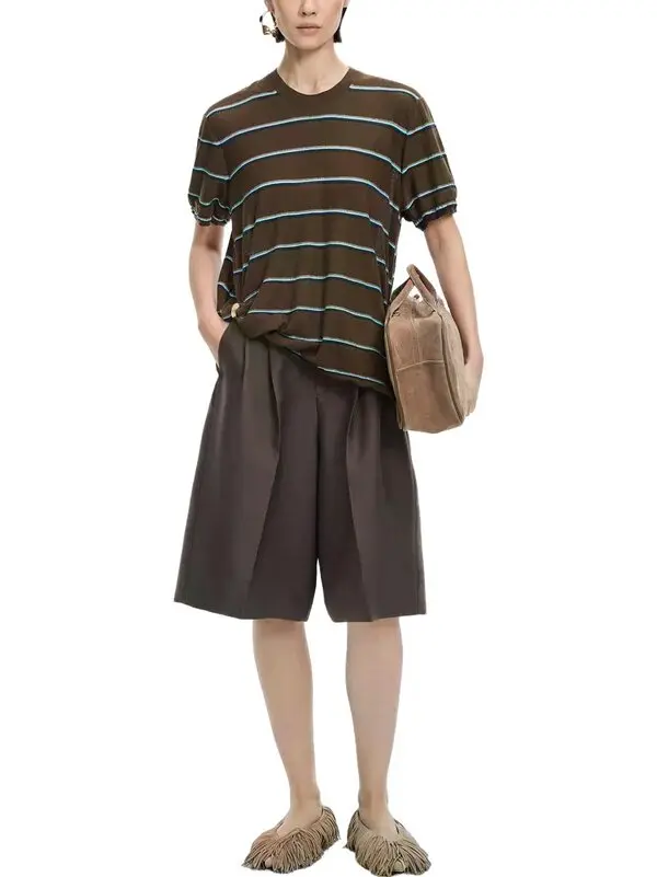 JNBY Striped Knit Top With Buckle Detail - Brown