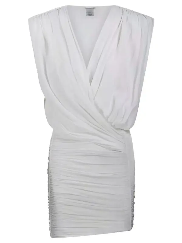 AMAZUIN Draped V-neck Dress - White