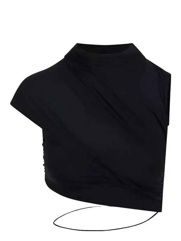 AMAZUIN Asymmetric Draped Top - Black