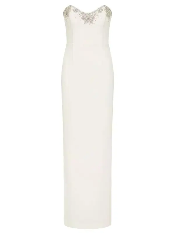 Rebecca Vallance Melva Strapless Beaded Maxi Dress - White