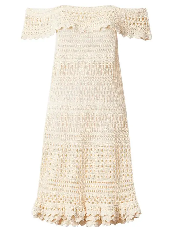 MARANT ETOILE Zoa Crochet Knit Mini Dress - Ecru