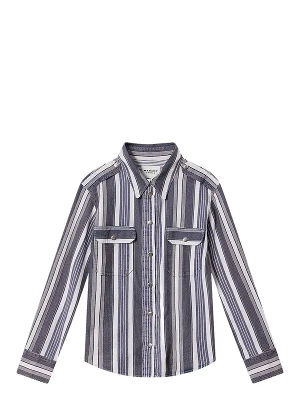 MARANT ETOILE Gelva Striped Cotton Shirt - Ecru/blue