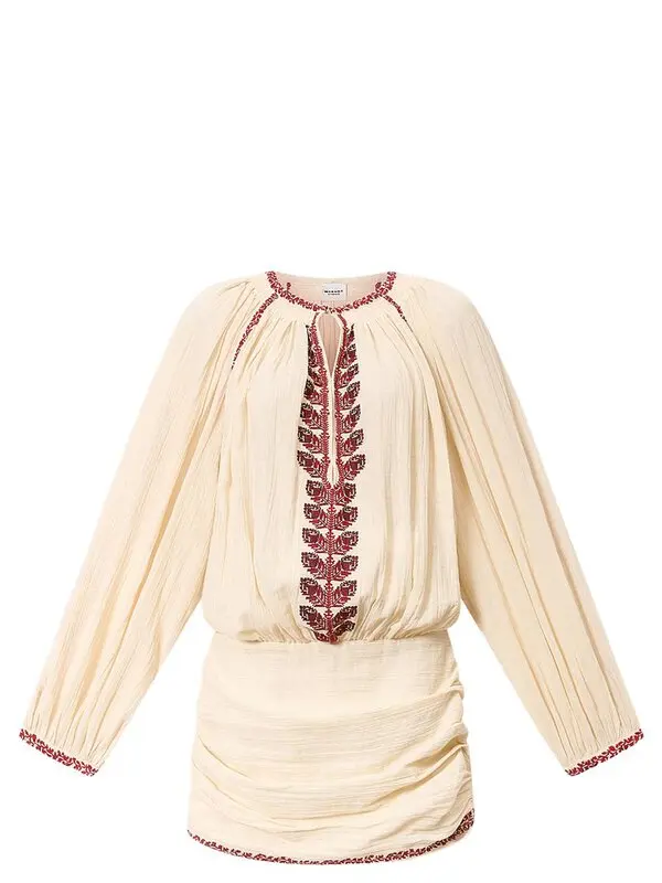 MARANT ETOILE Ludy Embroidered Dress - Beige/red