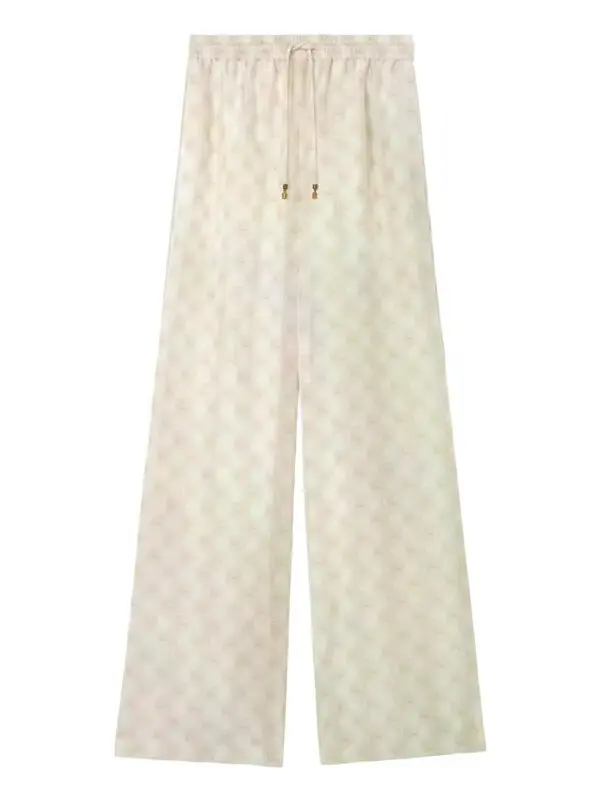 Burberry Equestrian Knight Design Silk Pyjama Trousers - Neutrals