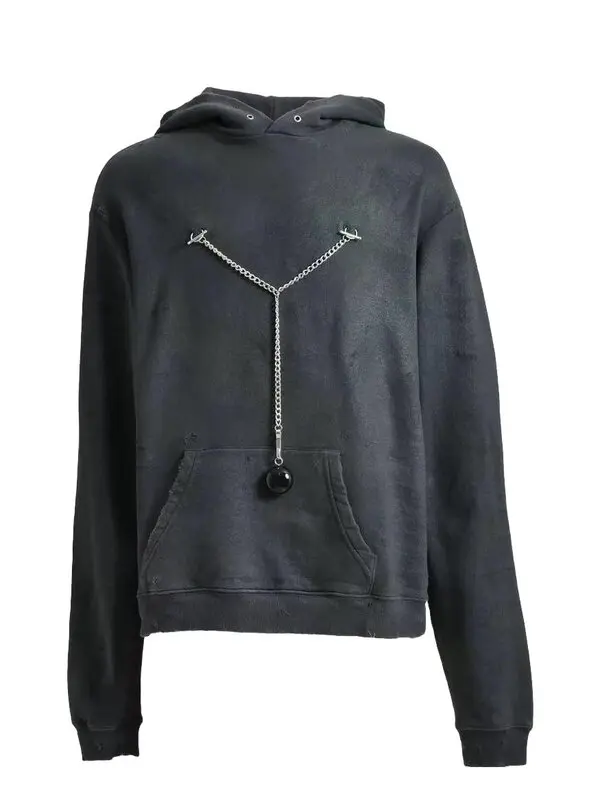 MARKING DISTANCE Chain-detail Hoodie - Grey