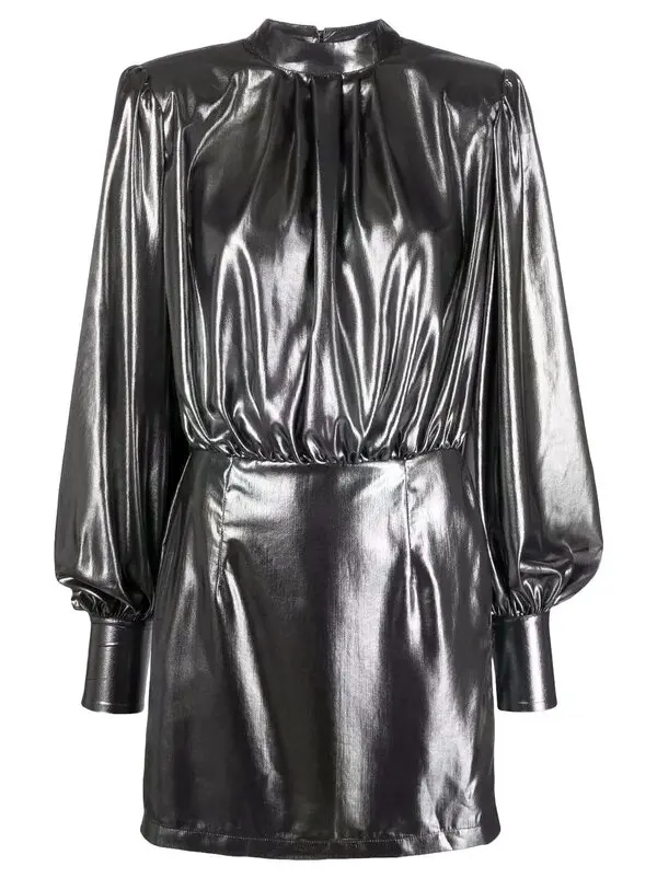 BLANCA VITA Abelia Puff-sleeve Mini Dress - Silver