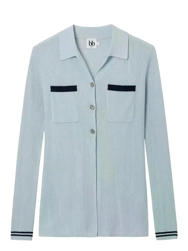 B+AB Ribbed-knit Button-up Cardigan - Blue