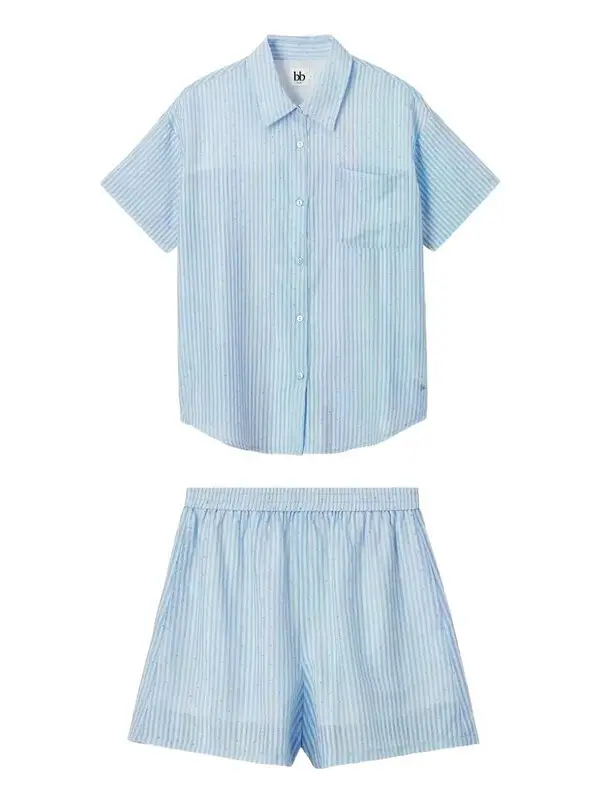 B+AB Striped Shirt And Shorts Set - Blue