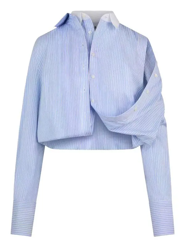 Monse Fold-up Cropped Shirt - Blue