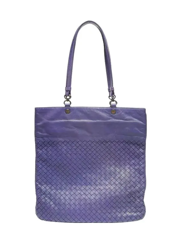 Bottega Veneta 2000-2010s Intrecciato Shoulder Bag - Purple