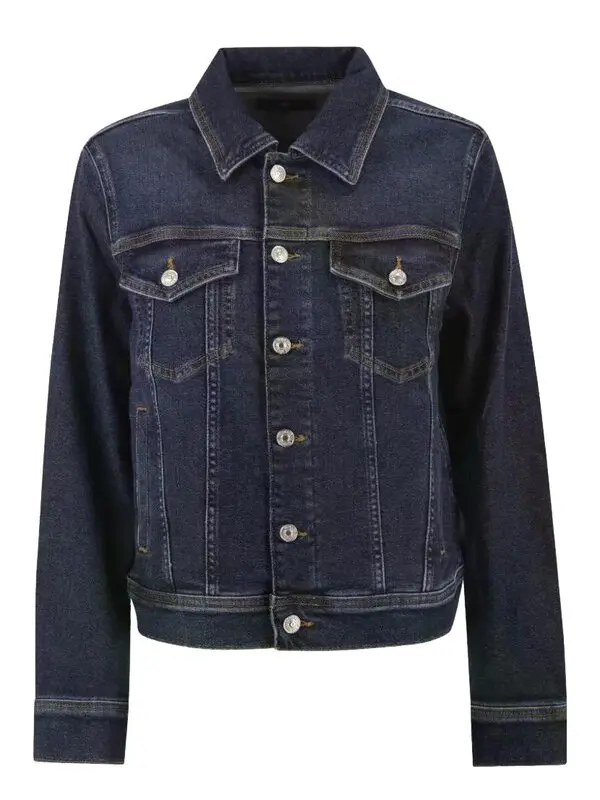 7 For All Mankind Contrast-stitch Denim Trucker Jacket - Blue