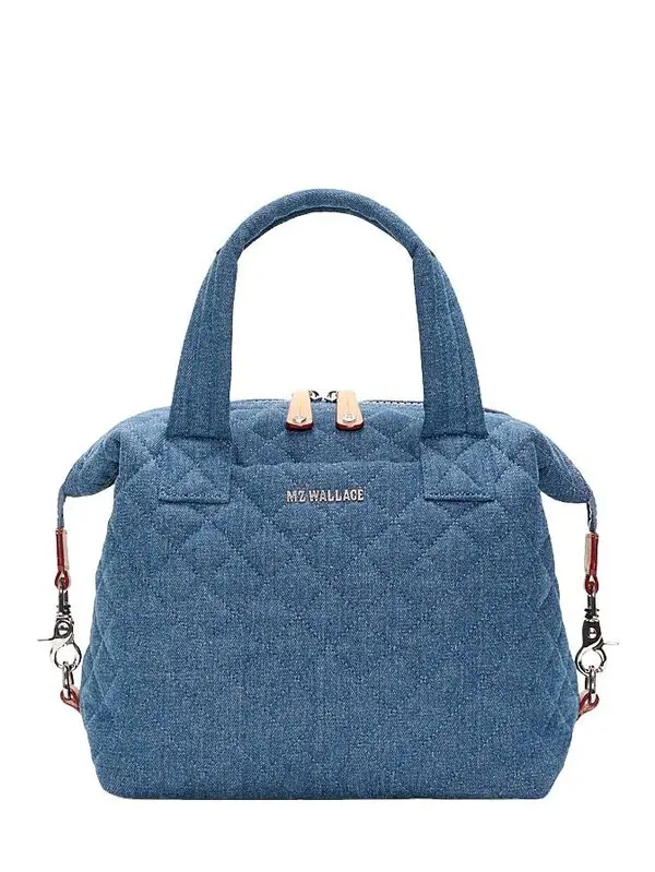Mz Wallace Sutton Deluxe Small Satchel Quilted Denim - True Blue Denim/silver