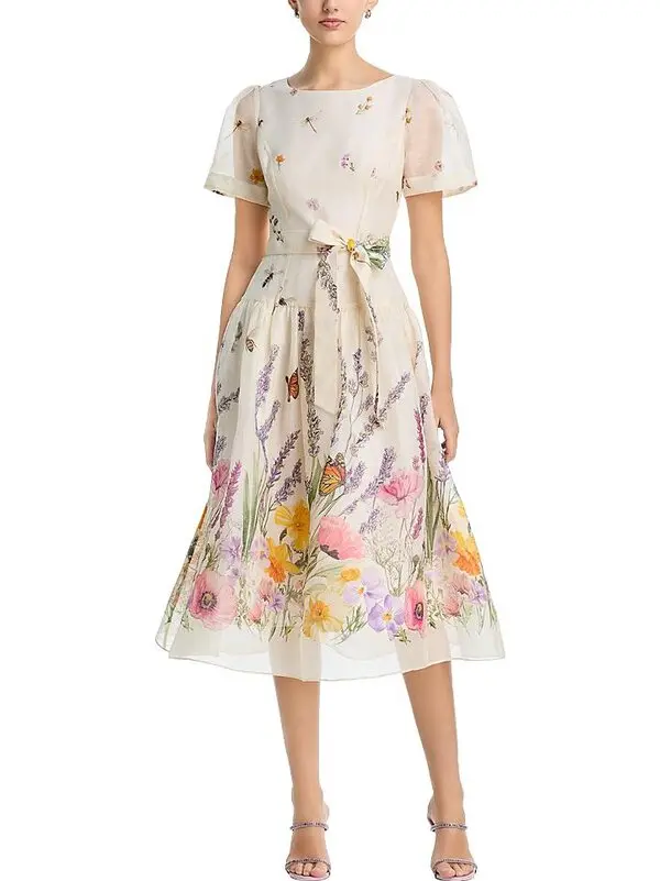 Rickie Freeman For Teri Jon Drop Waist Dress - Ivory Multi