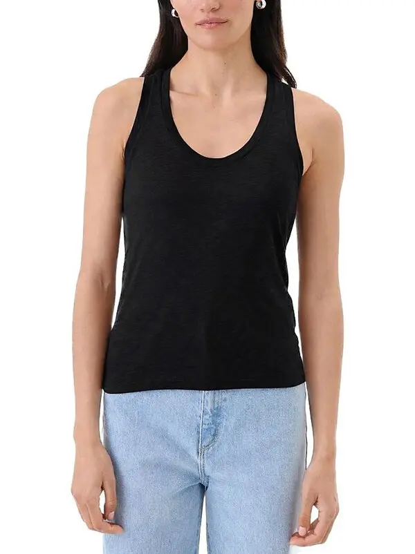 GOLDIE LEWINTER Signature Slub Racerback Tank Top - Black