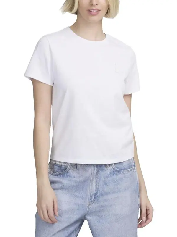 ELLE COLLECTION Tee With Logo Applique - Ivory White