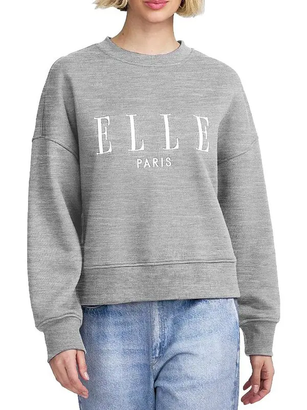 ELLE COLLECTION Embroidered Sweatshirt - Heathery Grey